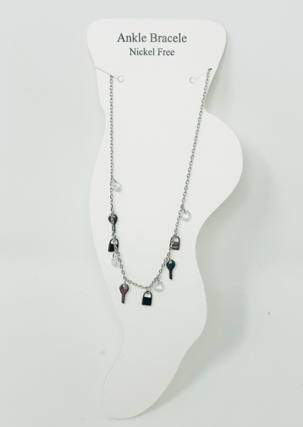 "key and lock" c.z crystal anklets – Sun Star Fashion