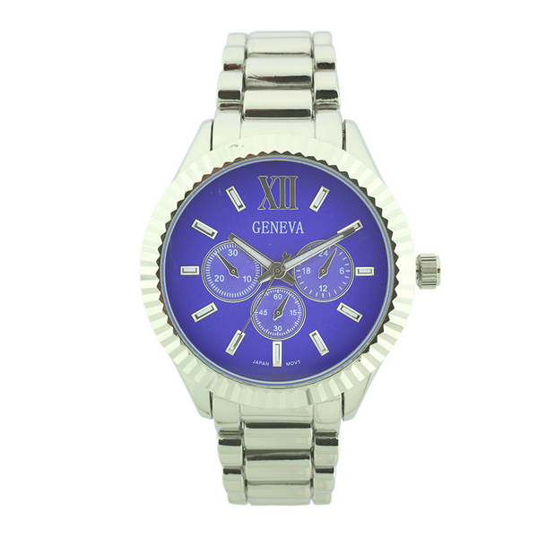Round Face Lady Link Watch With Gear Tooth Dial（Silver） – Sun Star Fashion